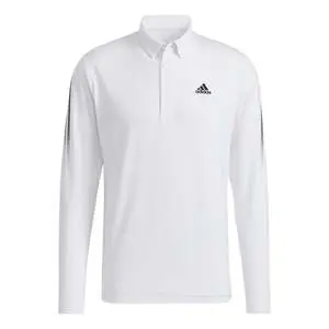 Adidas Logo Stripe Long Sleeves Slim Fit Polo Shirt White