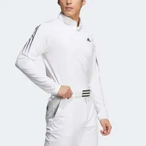 Adidas Logo Stripe Long Sleeves Slim Fit Polo Shirt White