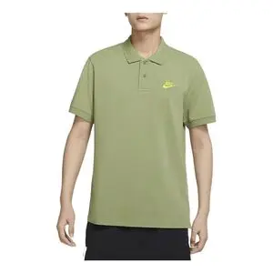 Nike Solid Color Logo Embroidered Short Sleeve Polo Shirt Green - Multi-color