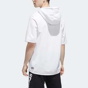 Adidas Neo Logo Embroidered Sports Pullover Hooded Short Sleeve White