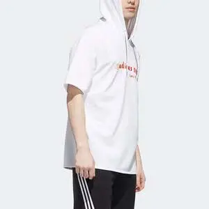 Adidas Neo Logo Embroidered Sports Pullover Hooded Short Sleeve White