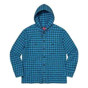 Supreme Mini Plaid Hooded Shirt 'blue Black