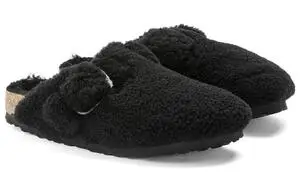 BIRKENSTOCK Boston Big Buckle Shearling Clogs - Black