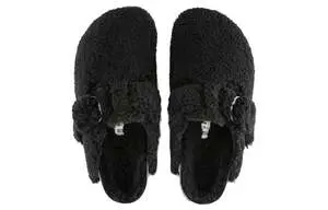 BIRKENSTOCK Boston Big Buckle Shearling Clogs - Black