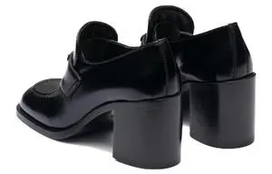 Prada Brushed Leather High-heeled Loafers
