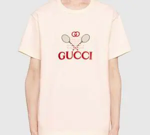 Gucci Tennis Printed Oversized Retro Short Sleeve White