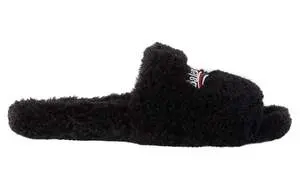 Balenciaga Furry Slides - Black