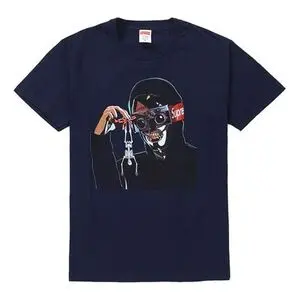 Supreme Ss19 Creeper Tee Navy Frankenstein Printing Short Sleeve Navy - Blue