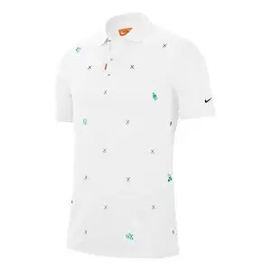 Nike Geometry Pattern Embroidered Short Sleeve Polo Shirt White