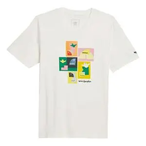 Adidas Ss22 Pattern Printing Round Neck Short Sleeve White T-shirt - Multi-color