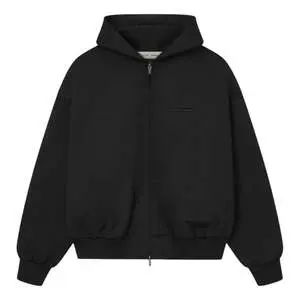 Fear Of God Poly Twill Bomber Hoodie - Jet Black
