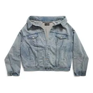 Balenciaga Off Shoulder Denim Jacket - Light Blue