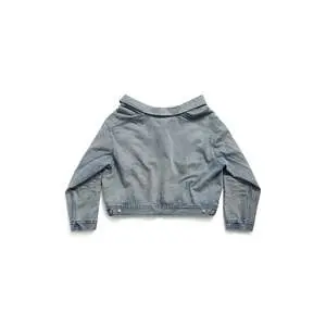 Balenciaga Off Shoulder Denim Jacket - Light Blue