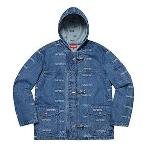 Supreme Logo Denim Turnout Jacket - Blue