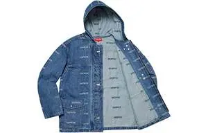 Supreme Logo Denim Turnout Jacket - Blue