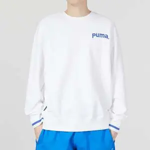 PUMA Team Crew Tr Logo Long Sleeve Sweater - White