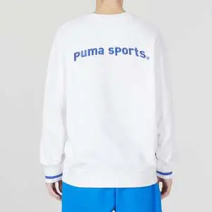 PUMA Team Crew Tr Logo Long Sleeve Sweater - White