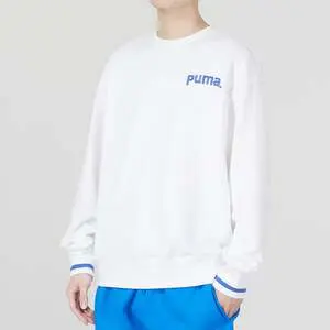 PUMA Team Crew Tr Logo Long Sleeve Sweater - White