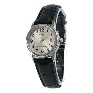 Casio Analog Quartz Leather Strap Watch - Silver