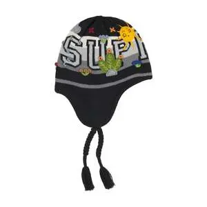 Supreme Felt Appliqué Earflap Beanie - Black