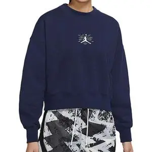 Nike Jordan Solid Color Embroidered Round Neck Long Sleeves Hoodie - Dark Blue