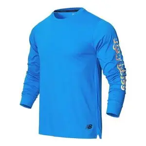 NEW BALANCE Athletic Fit Printed Long Sleeve Top - Blue/white