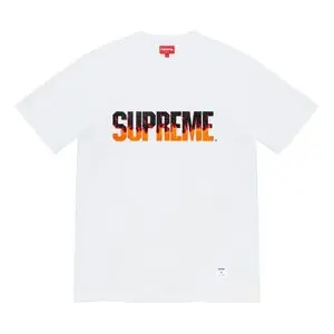 Supreme Fw19 Week 1 Flame Ss Top Logo Tee - White