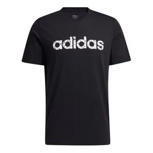 Adidas Neo Basc Tee Logo Printing Sports Round Neck Short Sleeve - Black