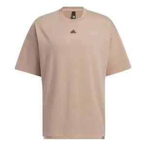 Adidas Solid Color Logo Round Neck Sports Short Sleeve Gray Brown T-shirt - Multi-color