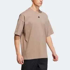 Adidas Solid Color Logo Round Neck Sports Short Sleeve Gray Brown T-shirt