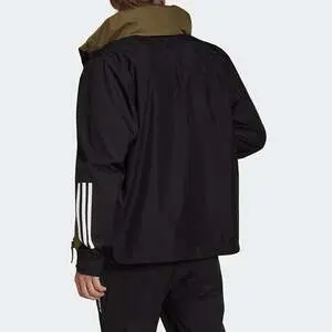 Adidas Bsc 3s R.r Jkt Contrast Color Stitching Hooded Jacket Olive Green - Default Color