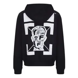 Off-White Pivot Fish" Graphic Print Hoodie - Black