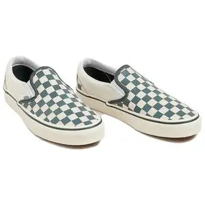 VANS Classic Slip-on Checkerboard Shoes - Green/white