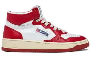 AUTRY Medalist Mid Leather High Top Sneakers - White/red