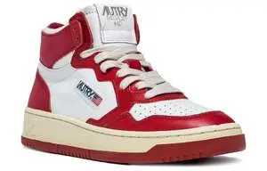 AUTRY Medalist Mid Leather High Top Sneakers - White/red