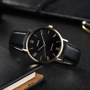 Casio Quartz Analog Watch With Leather Strap