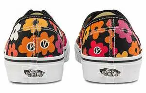 VANS Authentic Low Top Floral Print Sneakers - Black/red