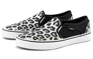 VANS Asher Leopard Print Slip-on Sneakers - Black