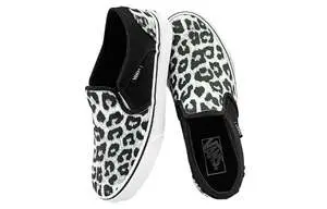 VANS Asher Leopard Print Slip-on Sneakers - Black