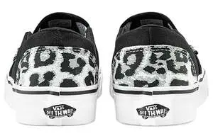 VANS Asher Leopard Print Slip-on Sneakers - Black