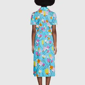 Gucci Tulip Print Pleated Dress