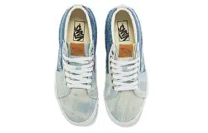 VANS Sk8-mid Washed Denim Sneakers - White/blue