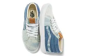VANS Sk8-mid Washed Denim Sneakers - White/blue