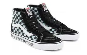 VANS Se Bikes X Sk8-hi Reissue "big Ripper" Black Reflective Checkerboard High Top Sneakers