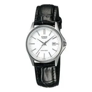 Casio Quartz Analog Watch With Leather Strap - White