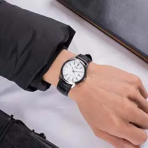 Casio Quartz Analog Watch With Leather Strap