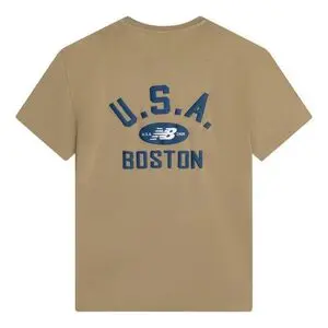 NEW BALANCE Boston T-shirt Asia Sizing 'tan Blue - Tan/blue