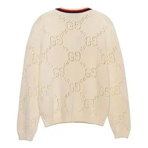 Gucci Perforated Gg Cotton Knit Sweater - Ivory