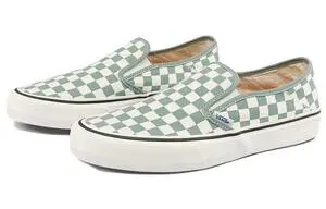 VANS Checkerboard Slip-on Low Top Sneakers - Green/white