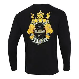 Nike Lbj Nk Lion Ls Max90 Tee Alphabet Printing Sports Round Neck Long Sleeves Black T-shirt - Default Color